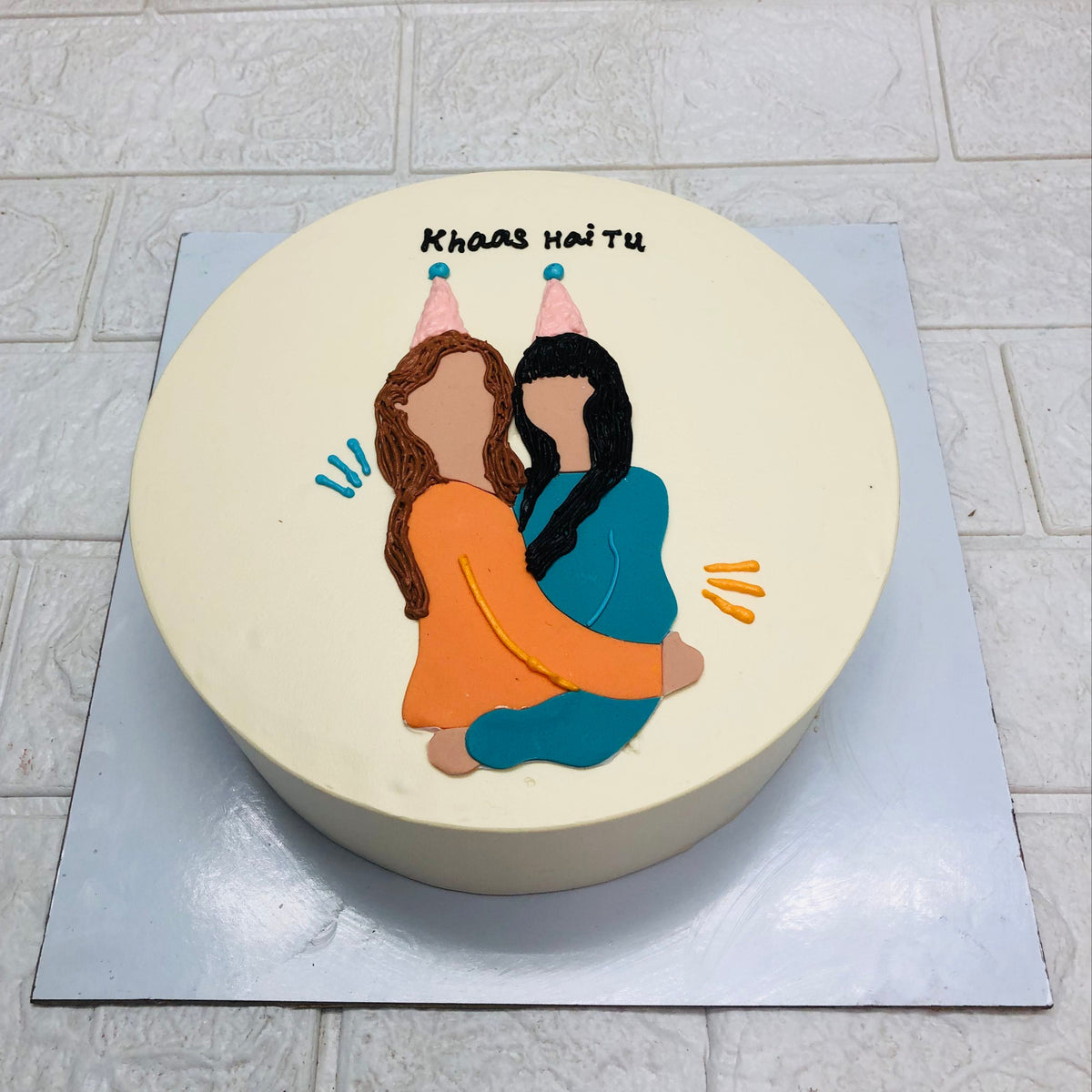 Hugging Friends Theme Cake – DYD Cakes